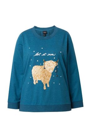 Ulla Popken Sweatshirt Sweatshirt Let it Snow Pailletten Rundhals Langarm