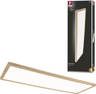 Paulmann 71031 LED Panel Atria Shine Deckenleuchte mit Backlight eckig IP44 22W 2300lm 580x200mm Holzoptik Kunststoff 3000K - Warmwei&szlig; Badleuchte