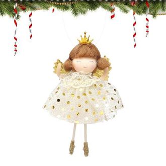 Generic D&eacute;coration de sapin de No&euml;l en forme dange de fille, jolie princesse ange | D&eacute;coration de No&euml;l en tissu pour poup&eacute;e et fen&ecirc;tre de sapin de No&euml;l