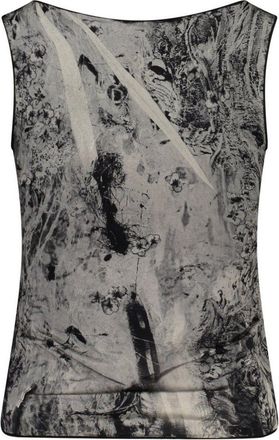 Desigual T-Shirt Stylisches Damen-Tanktop Schwarz mit Kontrasten und