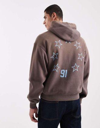 Cotton On Sweat &agrave; capuche court &agrave; imprim&eacute; - Marron-Brown