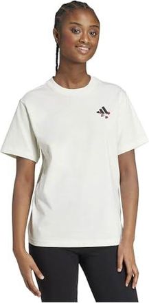 adidas Womens T-Shirt Graphique Floral Tiro, Off White, S