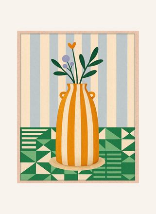 Liv Corday Wandbild Geometrisches Blühen Mit Rahmen braun