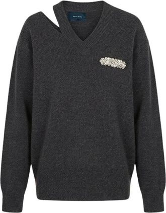 Simone Rocha Femme, Pulls, Gris, Taille: 40 FR V-neck Tricots