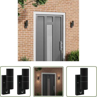 vidaXL Lumi&egrave;re ext&eacute;rieure - Applique Murale Ext&eacute;rieure 2 pcs Noir 7 x 10 x 22 cm