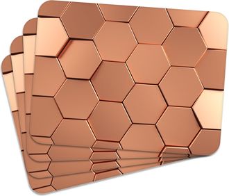 MG Design Set aus 4 Kork-Platzsets - Honeycomb - 30 x 40 cm - hitzebest&auml;ndig & abwischbar, mit Korkr&uuml;ckseite