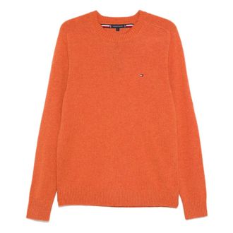 Tommy Hilfiger Heather Lambswool Rundhals-Pullover - - Knitwear - Herren - Orange - M