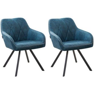Beliani Esszimmerstuhl 2er Set seeblau Polsterbezug Retro-Stil