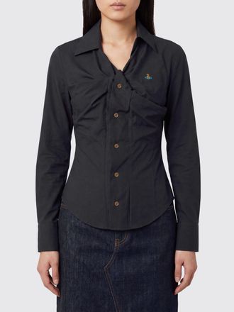 Vivienne Westwood Chemise asym&eacute;trique en popeline de coton avec logo Orb