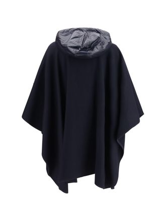 Moncler Womens Padded Wool Blend Cape Navy Coat