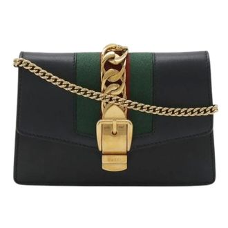 Gucci Pre-owned Sylvie Leather Mini Chain Shoulder Bag - Femme - Pre-owned - Noir - Taille: ONE Size