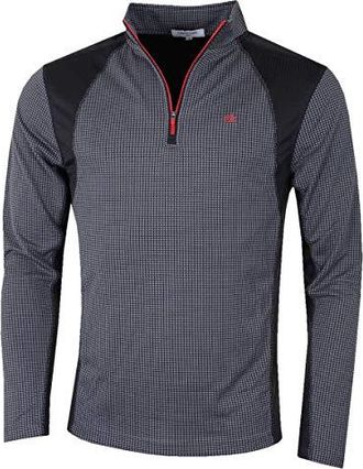 Calvin Klein Herren Micro Grid Half Zip Mittlere Schicht - Schiefer/Rot - L