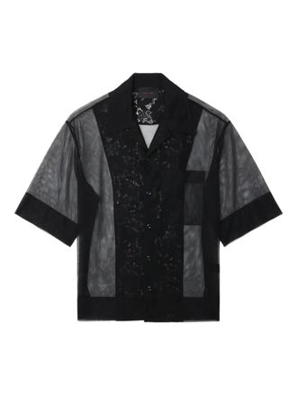 Simone Rocha chemise &agrave; empi&egrave;cements en dentelle - Noir