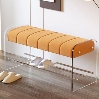 Generic Schuhbank Mit Acrylrahmen Und Kissen - Multifunktions-Aufbewahrungsregal for Den Eingangsbereich(Orange,120cm/47.2in)