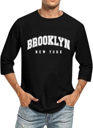 Generic Hauts &agrave; manches 3/4 pour hommes 2025 T-shirts d&eacute;contract&eacute;s pour la course &agrave; pied, tendance, ample, mignon, printemps 2025, t-shirts de sortie, t-shirt