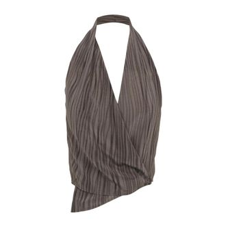 Cortana Top Halter aus bedruckter Seide - - Tops - Damen - Braun - 2XS