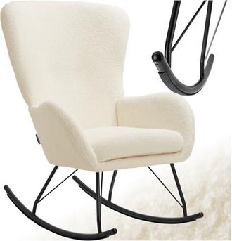 TecTake Chaise à bascule, très doux, en velours, coussin amovible, lavable, fauteuil à bascule, dossier et accoudoirs généreux, cadre robuste en acier, patins