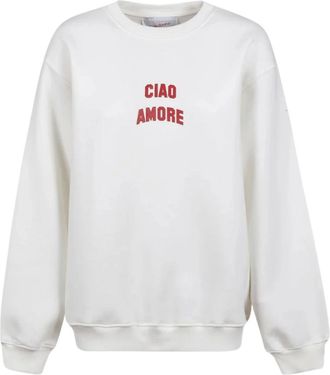 Giada Benincasa Femme, Sweatshirts et sweats &agrave; capuche, Blanc, Taille: 40 FR SweaT-shirt Brod&eacute; Ciao Amore