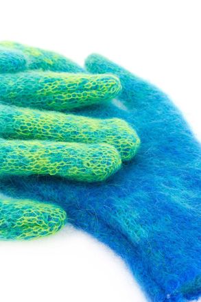 ERL Unisex Multicolor Mohair Blend Gloves Blue Exterior: Nylon Wool Guanti