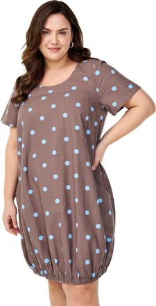 Zizzi Kurzarm Kleid mit Print Gr Gr S Fossil Dot AOP