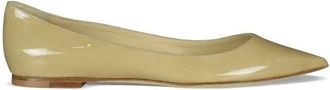 Jimmy Choo London Pointed Toe Ballerina Flats In Glossy Nude Leather - Gr. 35,5 (EU) - in Braun