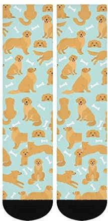 DJNGN Chien Golden Retriever Chaussettes Fun Print ClassicNovelty Popular Fashion Unisex Athletic