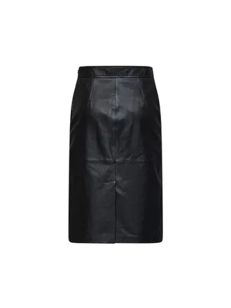 Max Mara Womens Pencil Skirt Msttimore Hammered Nappa Leather Black