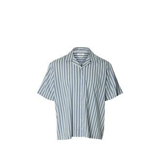 Selected Chemise ray&eacute;e &agrave; manches courtes en coton m&eacute;lang&eacute;