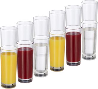 Relaxdays 24 x Longdrinkglas, für Cocktails, Saft, Wasser, 300 ml, zylindrisch, spülmaschinenfest, Cocktailgläser, transparent