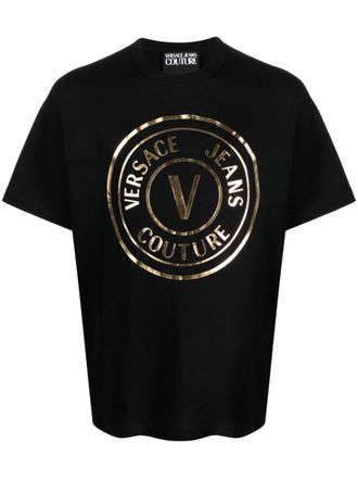 Versace Jeans Couture t-shirt en coton à logo imprimé - Noir