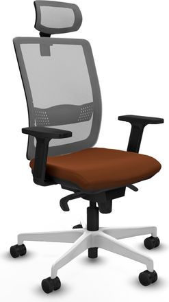 Piqueras y Crespo Idealer Stuhl f&uuml;r die Arbeit mit 2D-Armen, h&ouml;henverstellbare Lendenwirbelst&uuml;tze und h&ouml;henverstellbares Kopfteil, Grau/Braun