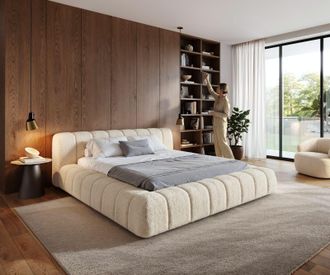 DELIFE Polsterbettgestell Cutio 180x200 cm Teddystoff Beige, Polsterbetten