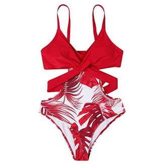 Generic Femme Maillot De Bain 1 Piece Maillot Bain Femme De Bikini D&Eacute;t&eacute; Sexy Concise Swimwears Tankinis Set 1 Pi&egrave;ce Gainant Short Ventre Plat (Wine, M)