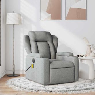 vidaXL Fauteuil de massage inclinable Gris clair Tissu
