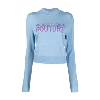 Versace Jeans Couture Femme, Pulls, Bleu, Taille: 40 FR Tricot Élégant et Confortable - Bleu, M