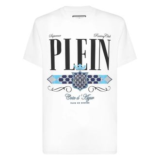 Philipp Plein Homme, Tops, Blanc, Taille: 2XL T-Shirt Col Rond