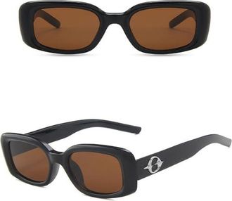 Generic Lunettes de soleil tendance en forme rectangulaire de protection UV400 pour femmes, lunettes de soleil pour hommes et femmes, thé noir 2026