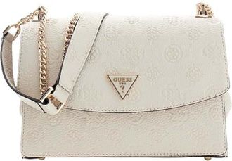 Guess sac &agrave; &eacute;paule bandouli&egrave;re Cresidia II Convertible Xbody Flap Bag Cream White Logo &eacute;cru