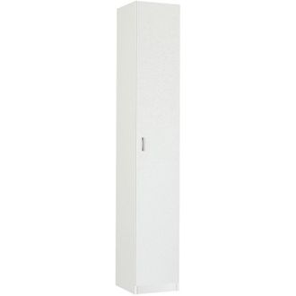 PEGANE Pegane - Armoire de rangement blanche - Dimensions 180x40x35 cm - Panneaux de particules haute densit&eacute; - 1 porte adaptable et 2 &eacute;tag&egrave;res r&eacute;glables