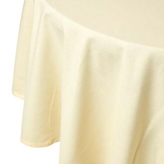 Homescapes Cremefarbene Tischdecke rund mit Hohlsaum aus 100% Baumwolle 178 cm, rundes Tischtuch, waschbar & pflegeleicht