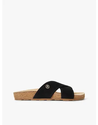 Tommy Hilfiger Kork-Sandalen in Schwarz mit Wildlederriemen