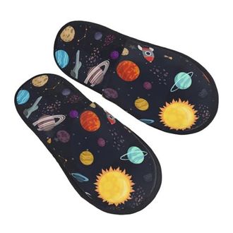 Generic Pantoufle Maison Plan&egrave;tes Et Vaisseaux Spatiaux En Carton Hiver Pantoufles Portative Hiver Chaussures Chaudes Confortable Chaussons Maison Pour H&ocirc;tels