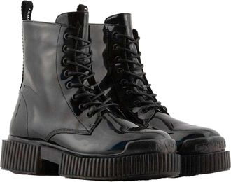 A|X Armani Exchange Springerstiefel f&uuml;r Damen, flach geformter Absatz (Schwarz)