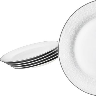 MamboCat 6er Set Venedig Speiseteller I &Oslash; 26,7 cm I wei&szlig;es Elegantes Porzellan Geschirr I 6 Personen I Essteller mit Relief in Kieselstein-Optik I Hauptmahlzei