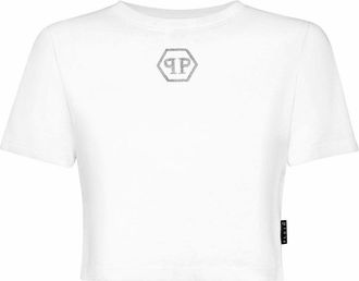 Philipp Plein Crystal Hexagon Cropped-T-Shirt - Weiß