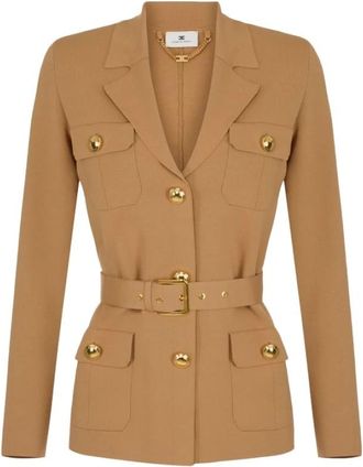 Elisabetta Franchi Femme, Vestes, Beige, Taille: 42 FR Roma Knit Jacket