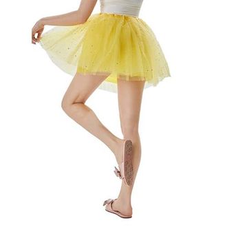 Generic Jupe tutu pour femme avec int&eacute;rieur et superposition, jaune, Taille unique