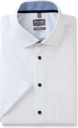 Olymp Herren Oberhemd Kurzarm Luxor,Uni,466 Comfort Fit 20,13 New Kent,Weiss 00,39