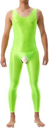 Generic Body pour homme - Combinaison extensible - Couleur unie - Legging de sport - Brillant - Sexy - Effet mouill&eacute; - Sous-v&ecirc;tements respirants, vert, XL