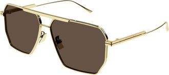 Bottega Veneta unisex, Accessoires, Jaune, Taille: 60 MM Pilot Lunettes de soleil